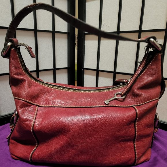 Fossil | Bags | Fossil Red Leather Hobo Purse | Poshmark